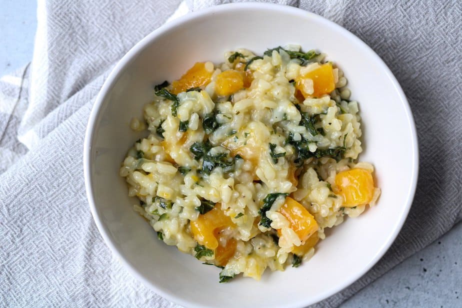 Creamy Kale Risotto with Butternut Squash - Hungry Dane Kitchen